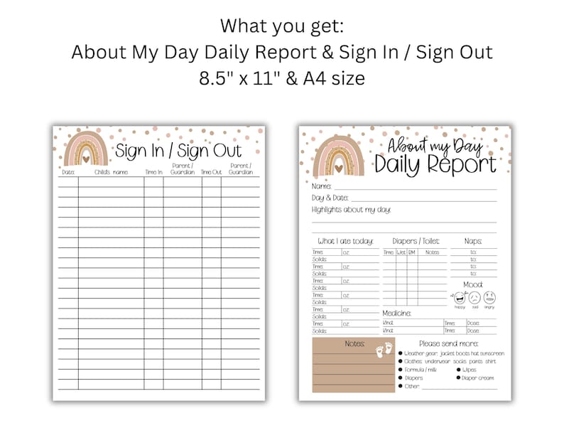 Daily Report All About My Day, Daily Log for Daycare, Preschool, Nanny ...