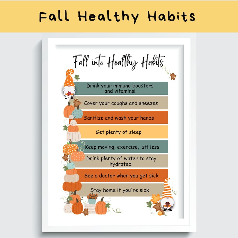 Healthy Habits Poster Décor, Seasonal Fall Display, School Nurse Door ...