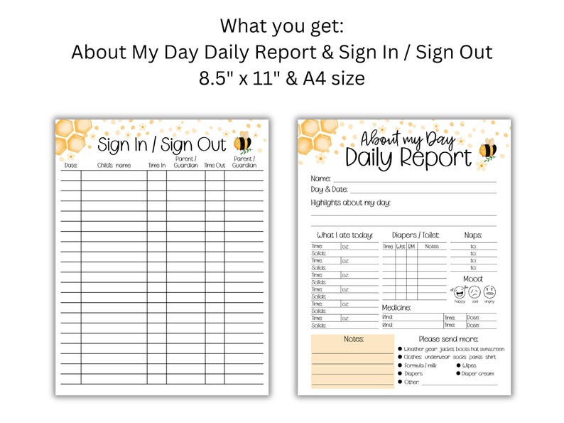 Daily Report All About My Day, Daily Log for Daycare, Preschool, Nanny ...