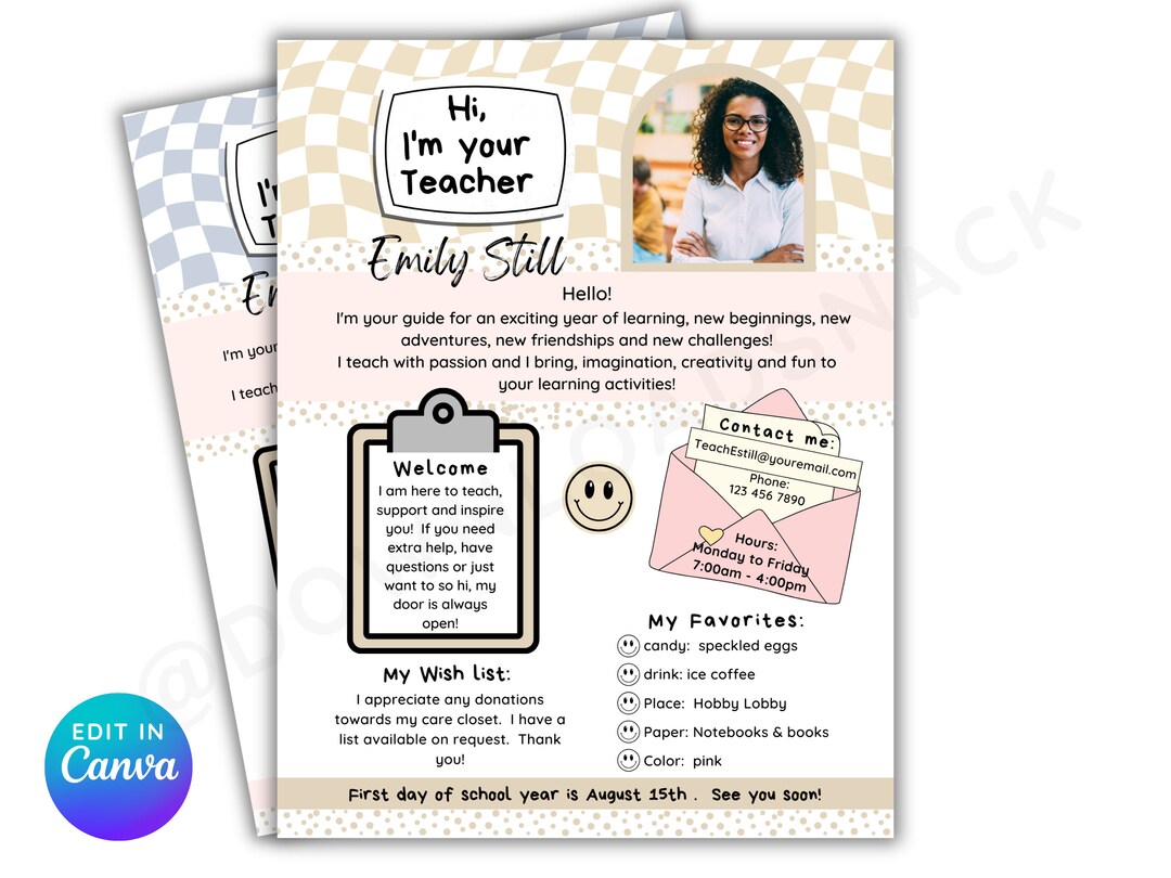 Meet the Teacher Template, Teacher Template, Flyer Neutral Pastel Theme ...