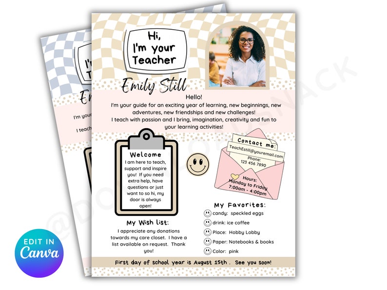 Meet the Teacher Template, Teacher Template, Flyer Neutral Pastel Theme ...