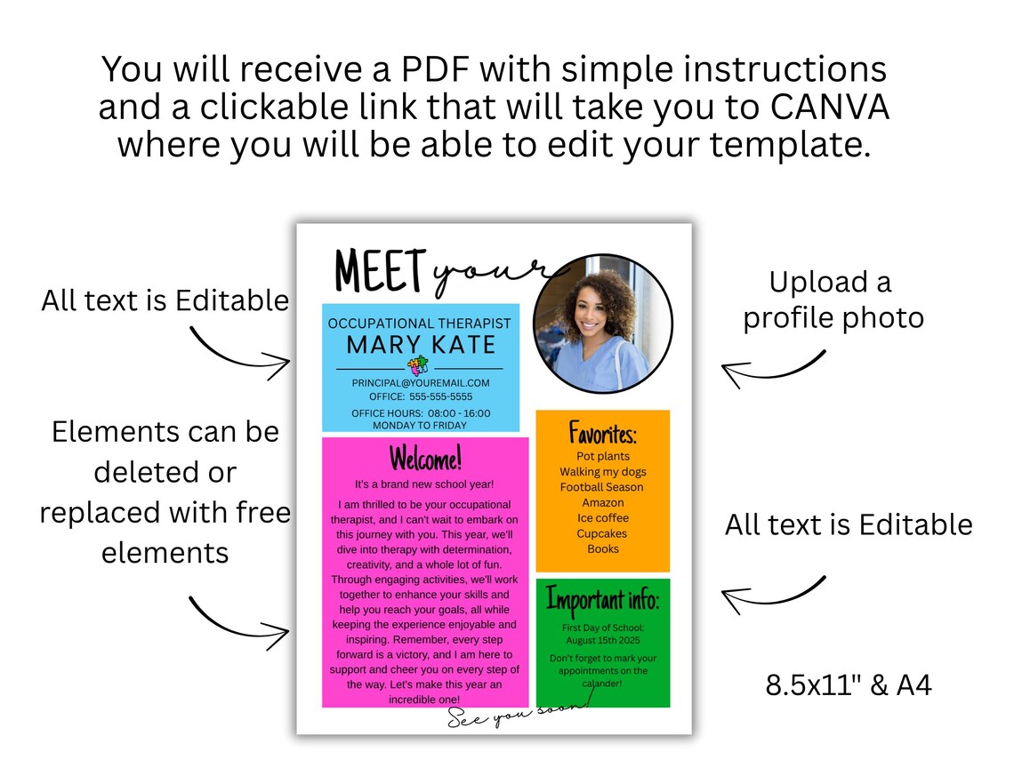 Meet the School Occupational Therapist Letter Printable Back to School ...