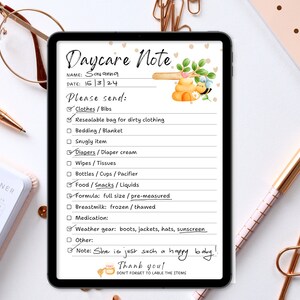 DAYCARE QUICK NOTE Home, Bee Theme Daycare Teacher Communication ...