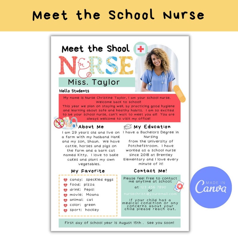 Meet the School Nurse Letter Printable Back to School Note - Etsy