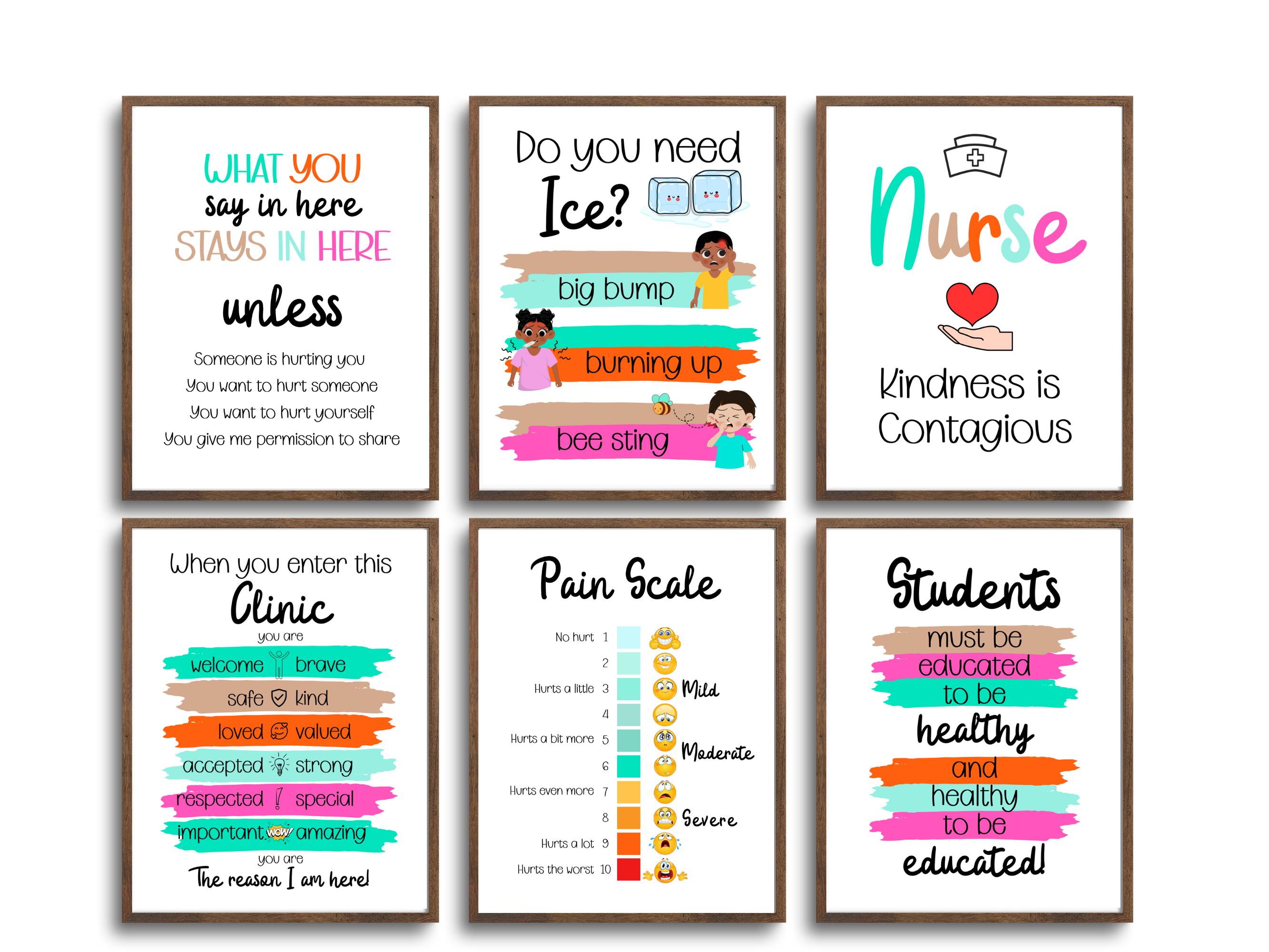 SCHOOL NURSE Office Posters, School Clinic Health Prints, Clinic Room ...