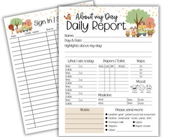 Daily Report All About My Day, Daily Log for Daycare, Preschool, Nanny ...