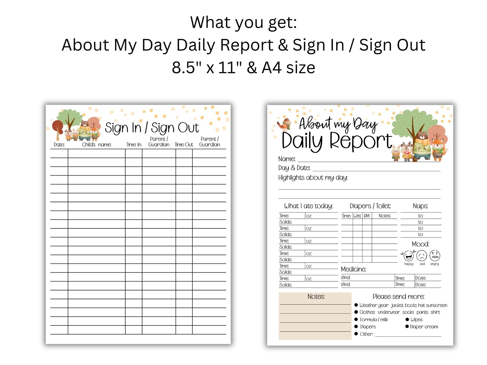 Daily Report All About My Day, Daily Log for Daycare, Preschool, Nanny ...