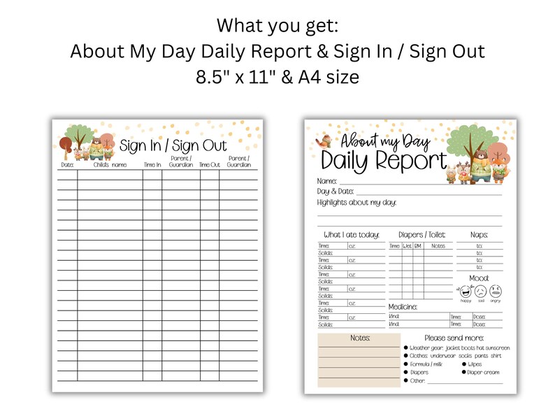 Daily Report All About My Day, Daily Log for Daycare, Preschool, Nanny ...