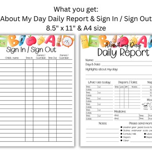 Daily Report All About My Day, Daily Log for Daycare, Preschool, Nanny ...