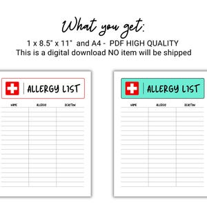 ALLERGY LIST, Daycare, Pre-school, Nurse, Classroom, Workplace, Form ...