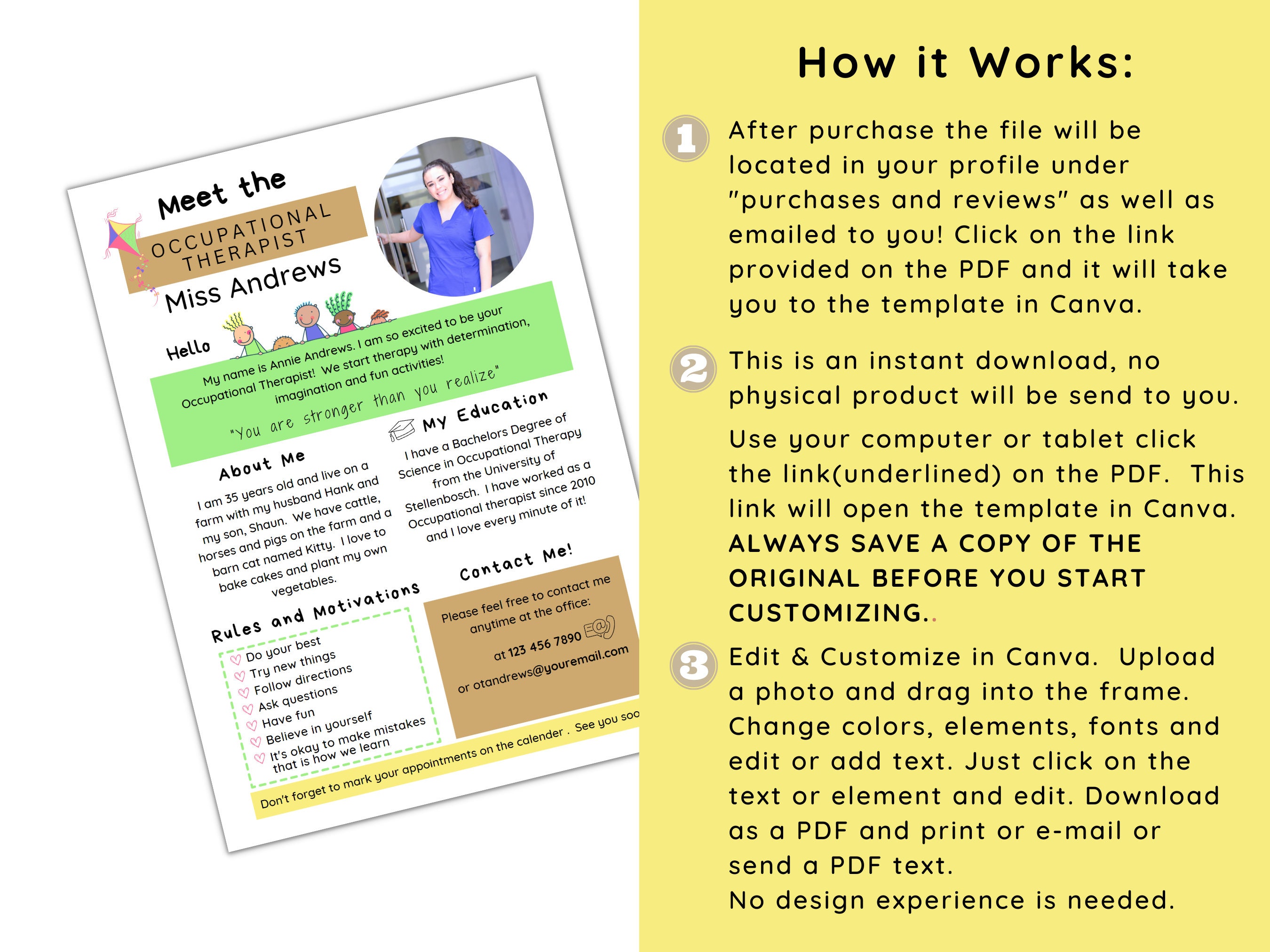 Meet the School Occupational Therapist Printable Back to School Note ...