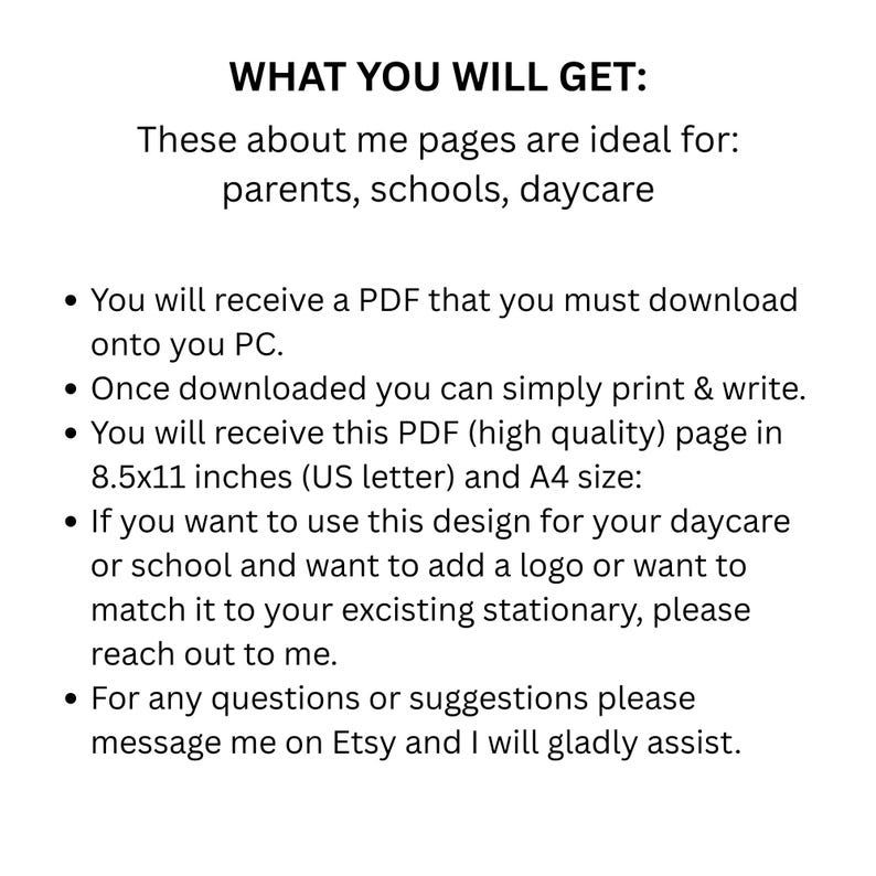 All About Me Printable, Parent Communication, Preschool, Kindergarten ...