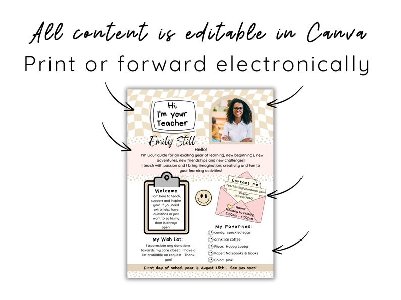 Meet the Teacher Template, Teacher Template, Flyer Neutral Pastel Theme ...