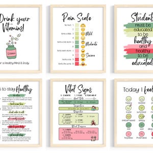 SCHOOL NURSE Office Posters 17, School Clinic Health Prints, Clinic ...