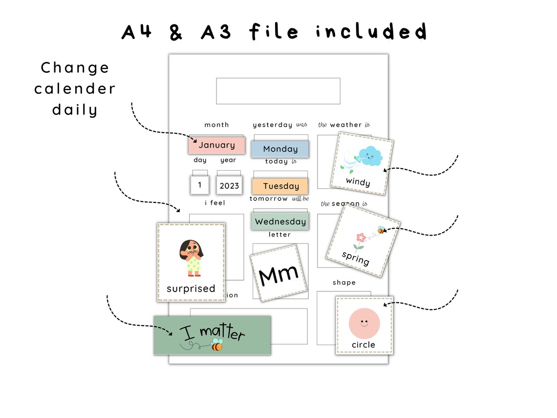 Daily Morning Board Circle Time Calendar Weather Seasons Affirmations ...