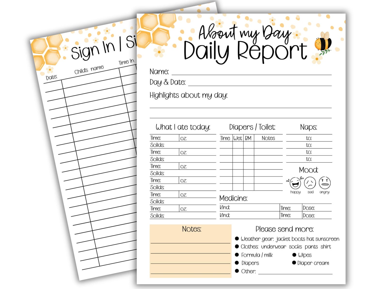 Daily Report All About My Day, Daily Log for Daycare, Preschool, Nanny ...