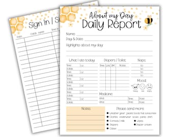 Daily Report All About My Day, Daily Log for Daycare, Preschool, Nanny ...