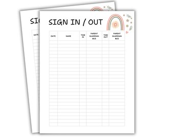 Crayons Sign in / Sign Out Sheet, Daycare Sign in Sheet, Preschool ...