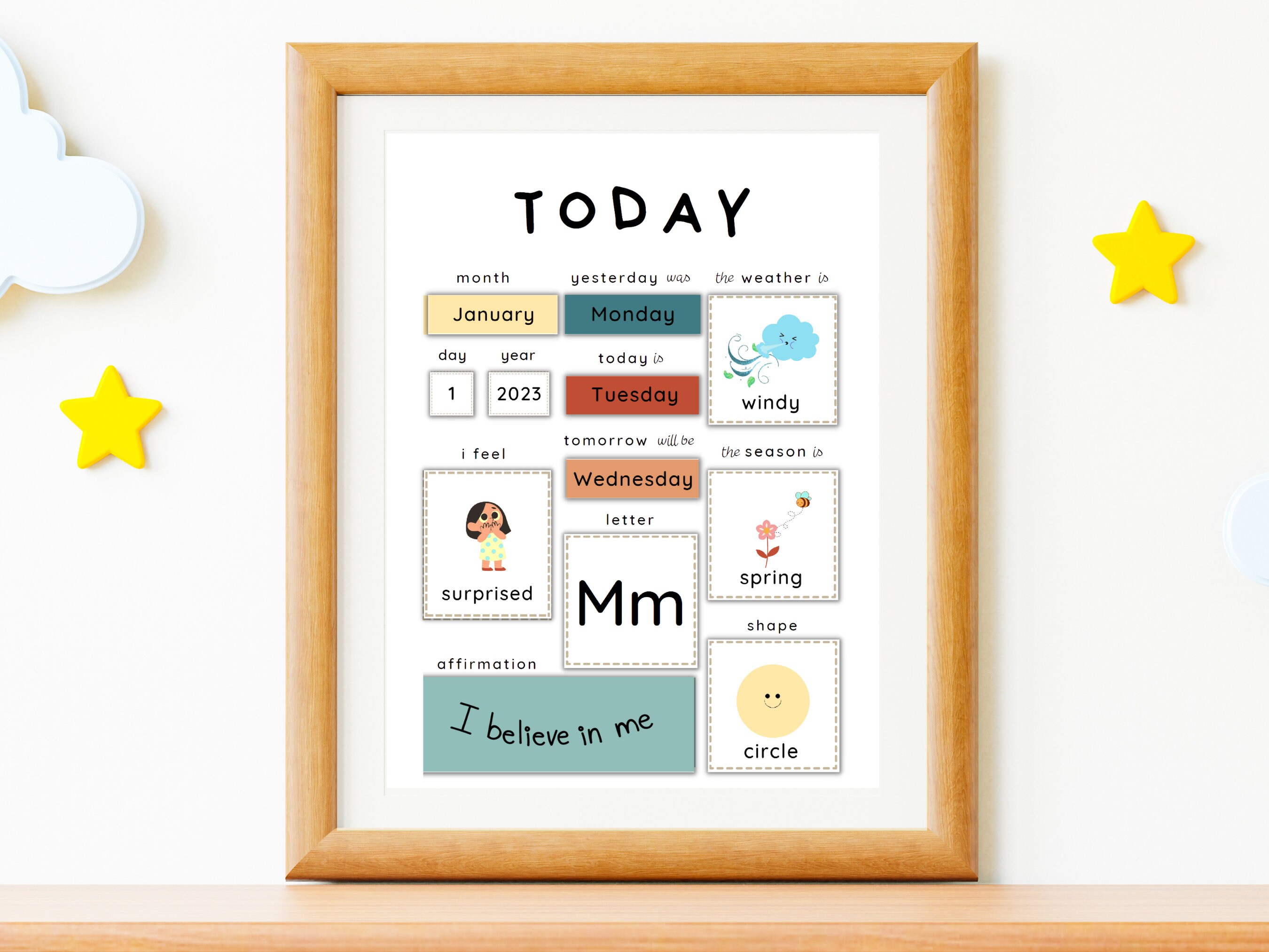 Daily Morning Board Circle Time Calendar Weather Seasons Affirmations ...