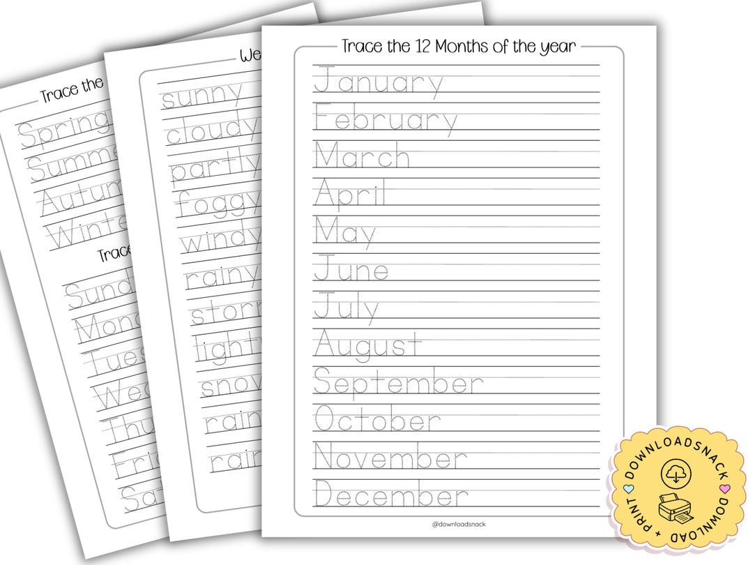 Trace and Write, Daily Weather, Calendar, Season, Printable - Etsy
