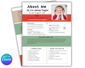 All About Me Special Needs Emergency Medical Sheet - Etsy