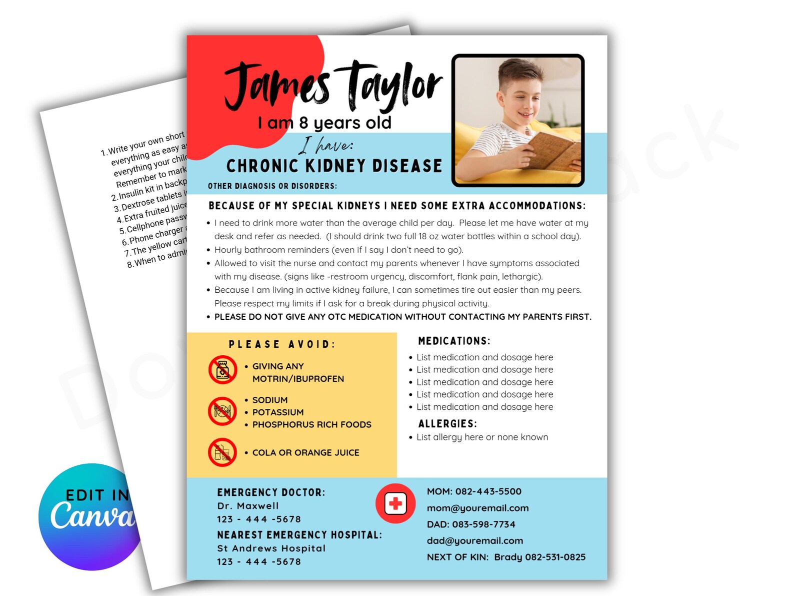 About Me KIDNEY DISEASE Medical Information Page, 1st Day Back to ...