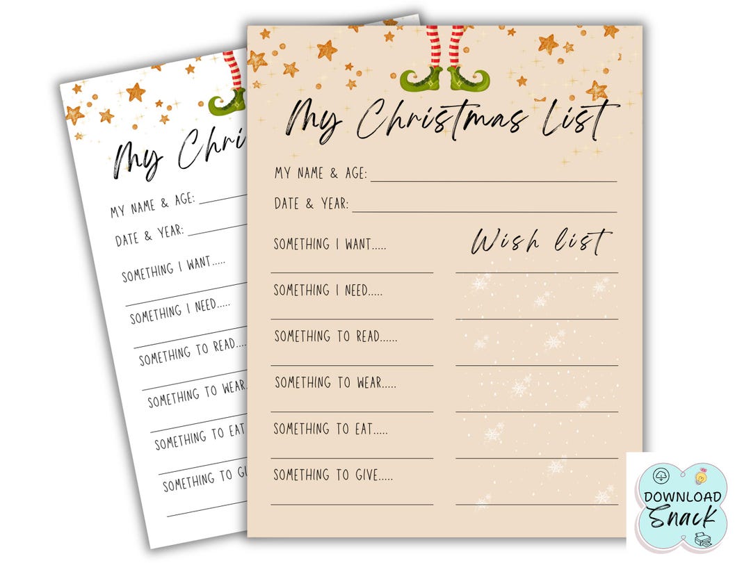 Kids Christmas Wish List, Printable Gift Wish List, Children's X-mas ...