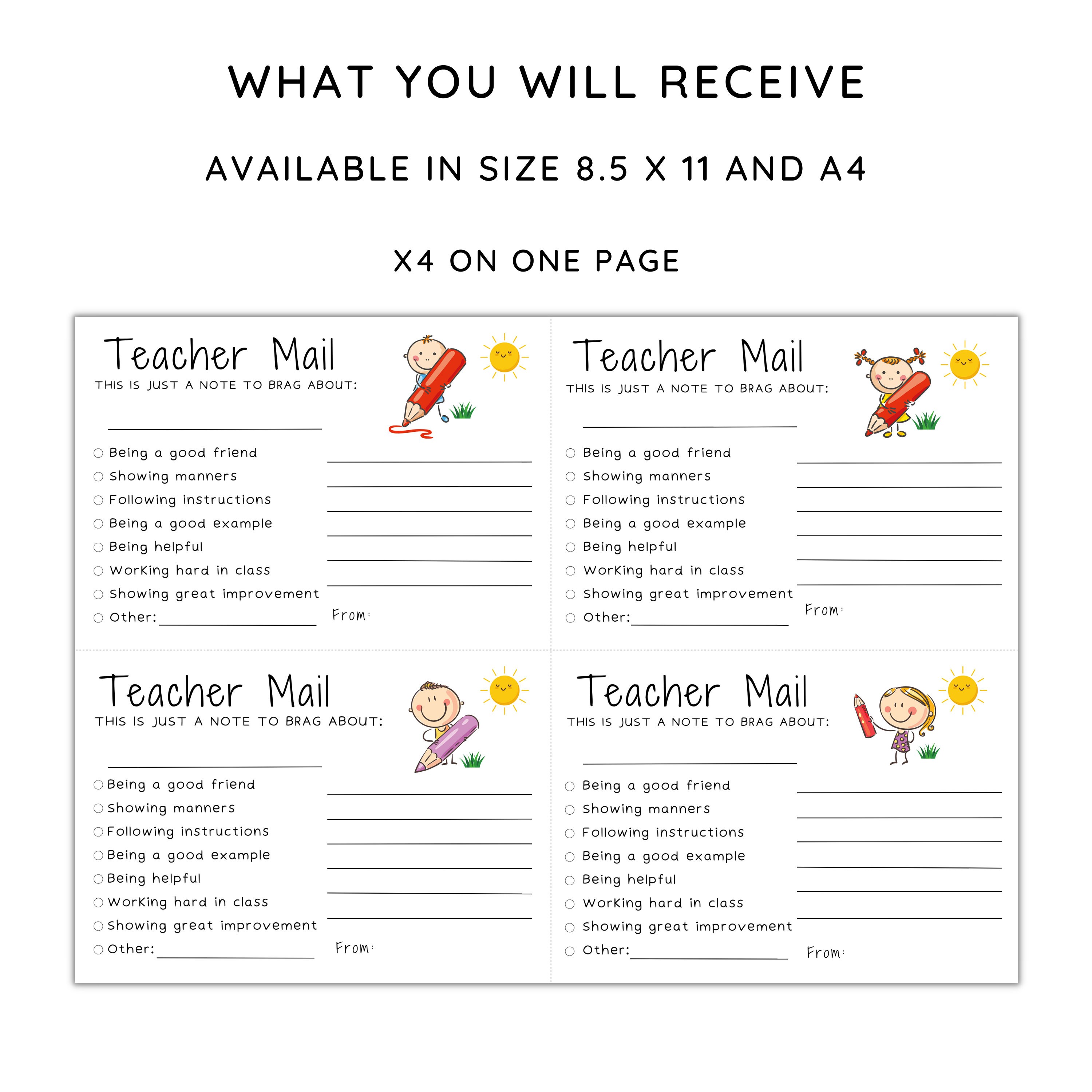 Teacher Mail Note Home, Note From the Teacher, Teacher Mail, Teacher ...