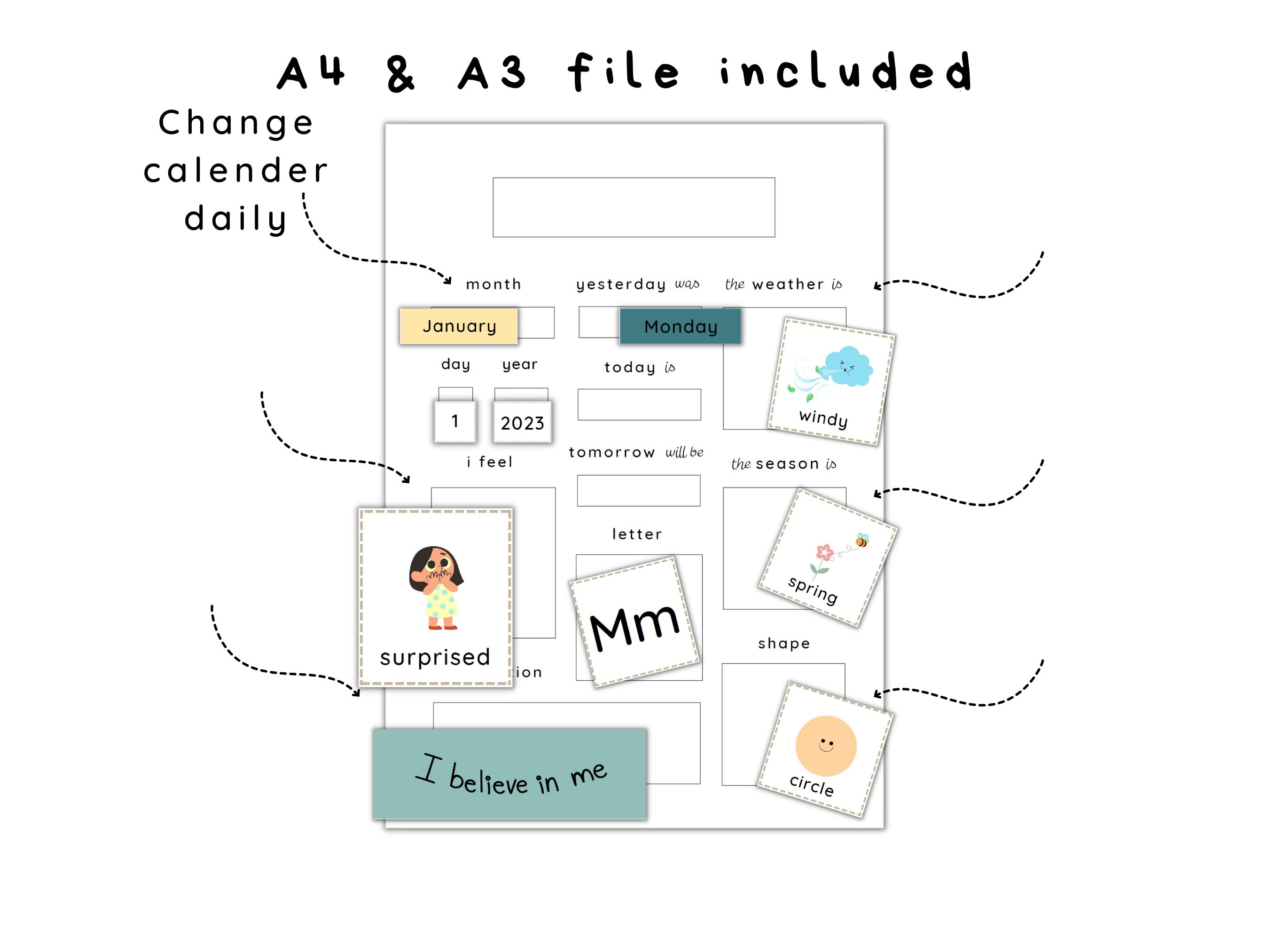 Daily Morning Board Circle Time Calendar Weather Seasons Affirmations ...