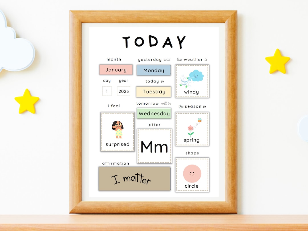 Daily Morning Board Circle Time Calendar Weather Seasons Affirmations ...