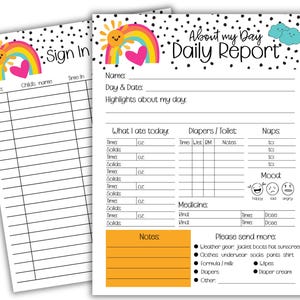 Daily Report All About My Day, Daily Log for Daycare, Preschool, Nanny ...