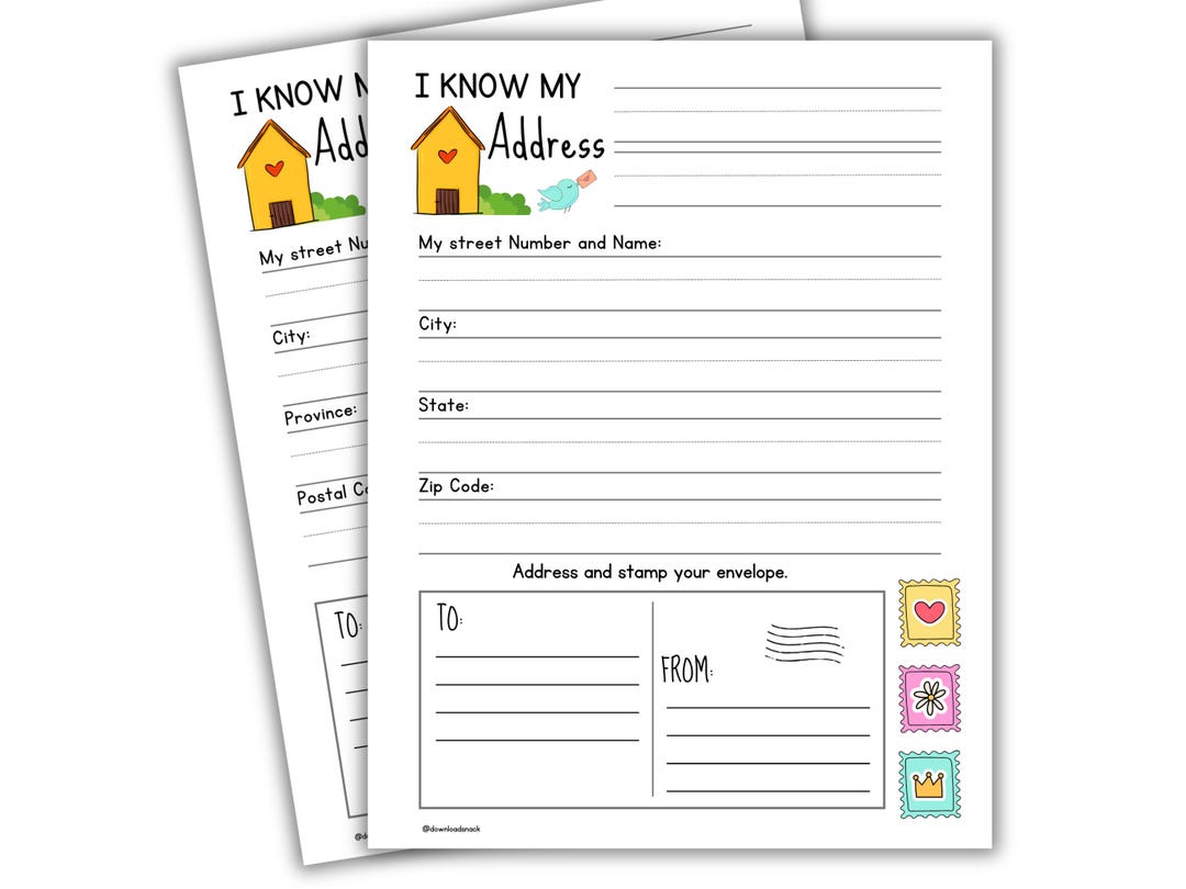 I Know My ADDRESS Educational Kids Activity Writing Practice ...