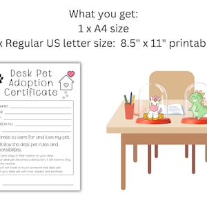 Desk Pet Adoption Certificate Printable, Desk Pet Habitat, Teacher Desk ...
