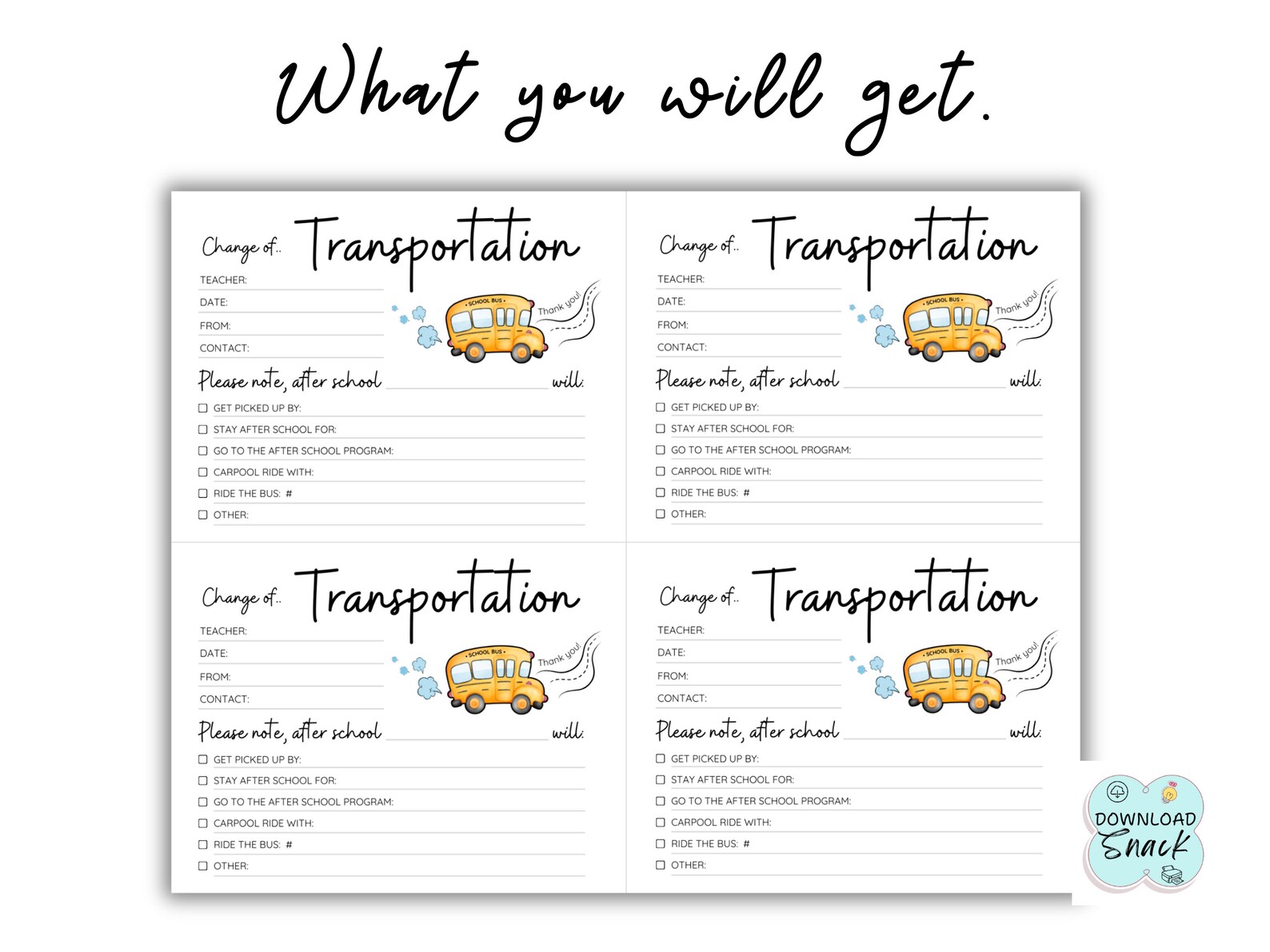 TRANSPORTATION CHANGE, Note From Home, Note for Teacher, Makes Sure ...