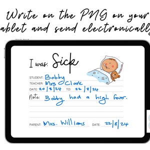 I WAS SICK Note From Home to School, Parent Note for Teacher, Parent ...