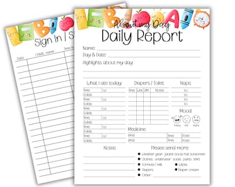 Daily Report All About My Day, Daily Log for Daycare, Preschool, Nanny ...