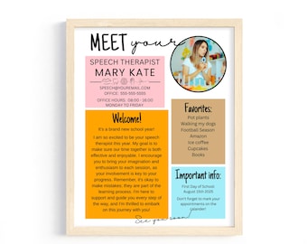 Meet the Speech Language Therapist SLP Letter, Printable Back to School ...