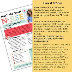 Meet the School Nurse Letter Printable Back to School Note Editable ...