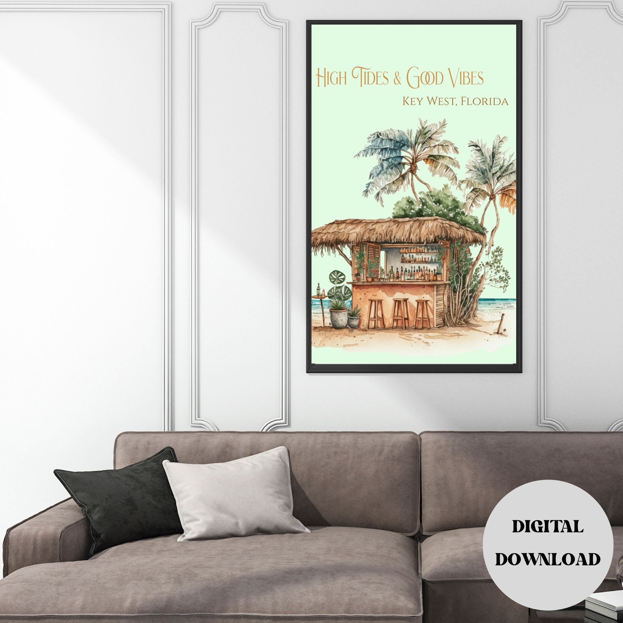 Key West Printable Wall Art in Light Green - Etsy