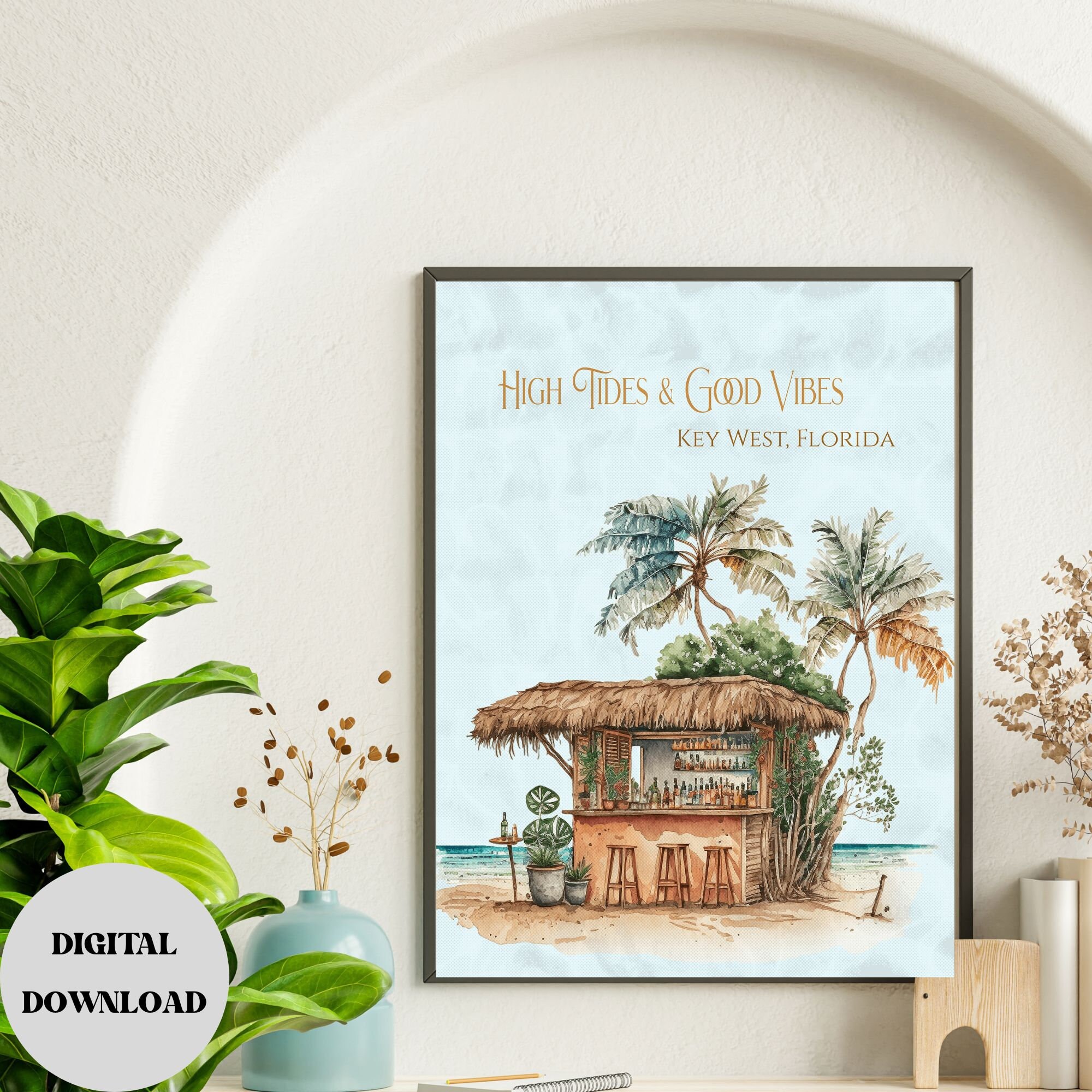 Key West Printable Wall Art in Light Blue - Etsy