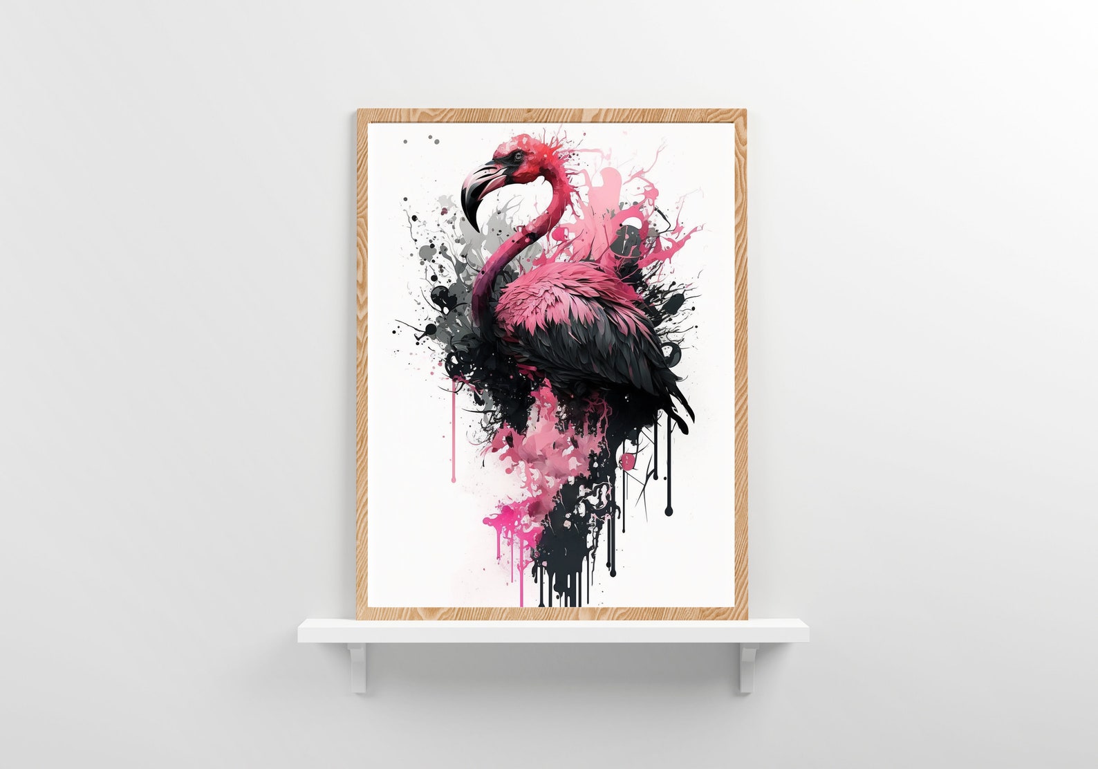 Abstract Flamingo Art Print, Pink Black Bird (digital Download) - Etsy