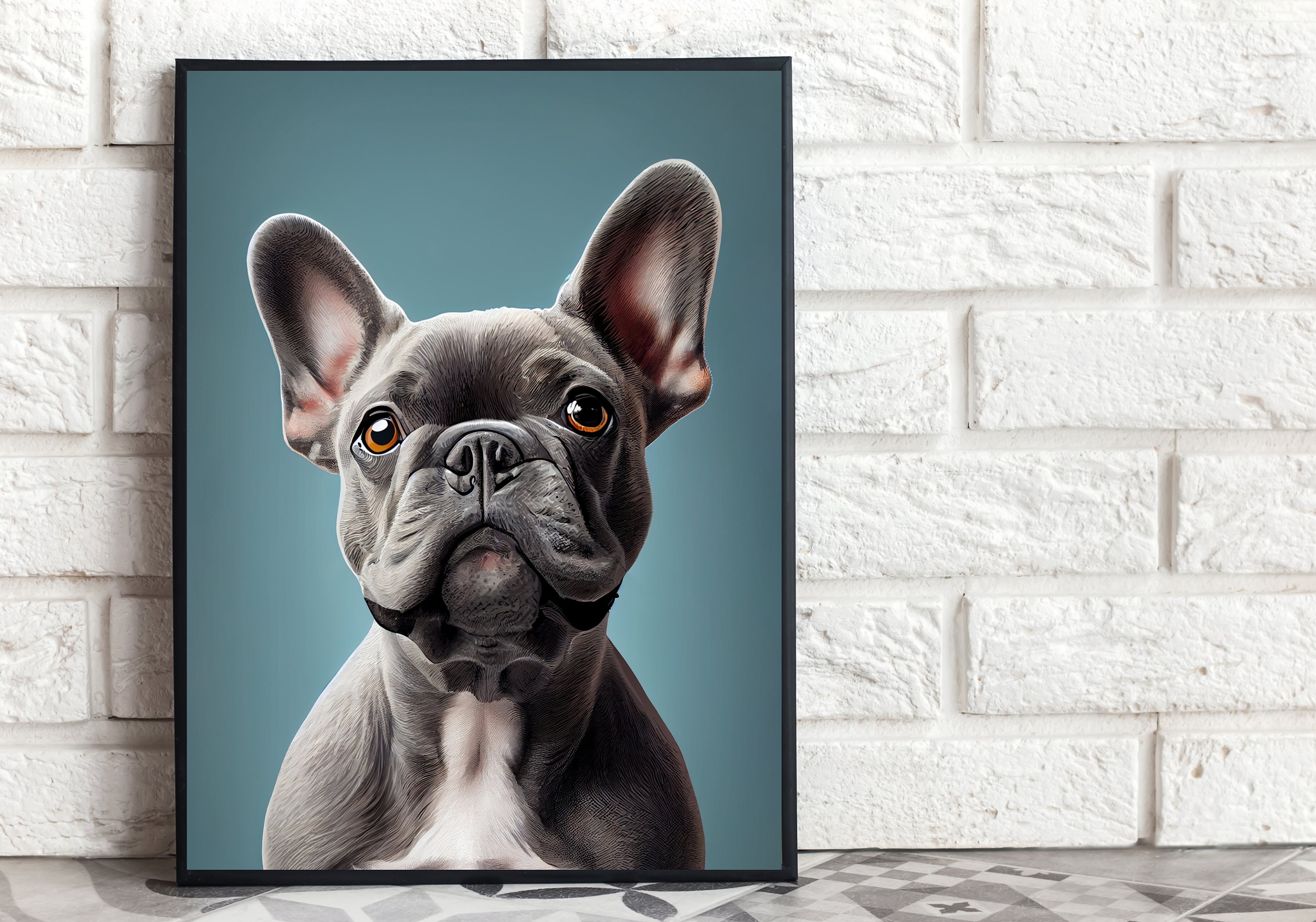 French Bulldog Digital Printable Wall Art Gray French Bulldog Gifts Dog ...