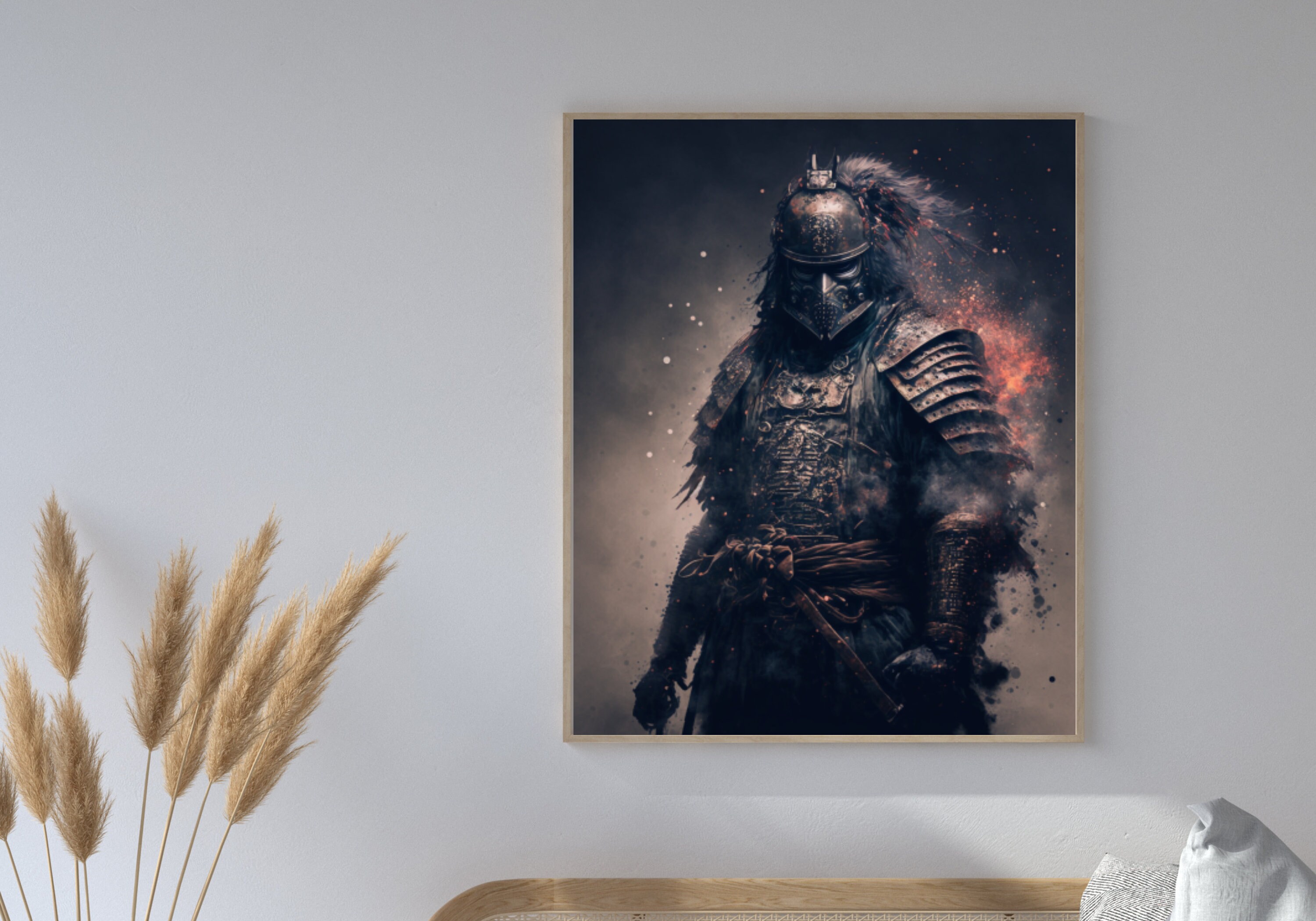 Samurai Warrior Japanese Digital Art Samurai Wall Decor Man Cave Japan ...