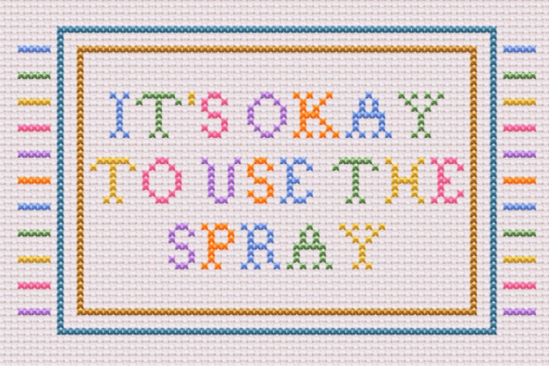 It's Okay to Use the Spray - Bathroom Sign - Silly Cross Stitch Pattern ...