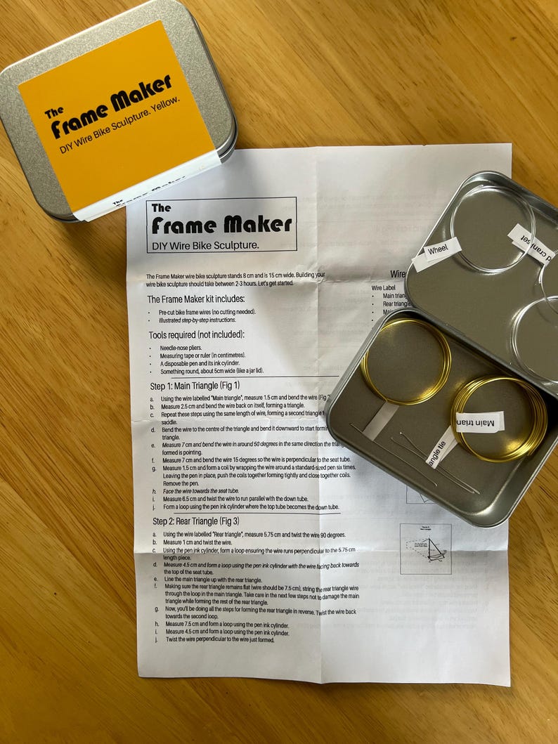 DIY Wire Bike Sculpture Kit: Yellow Frame Cycling Gift - Etsy Australia