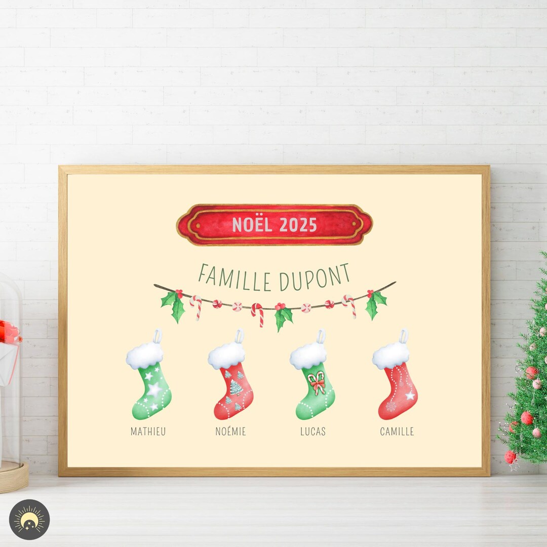 Personalized Christmas Poster – Family Portrait With Christmas ...