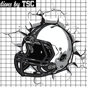Football Helmet Crashing Through Wall | Digital Download | .PNG ...