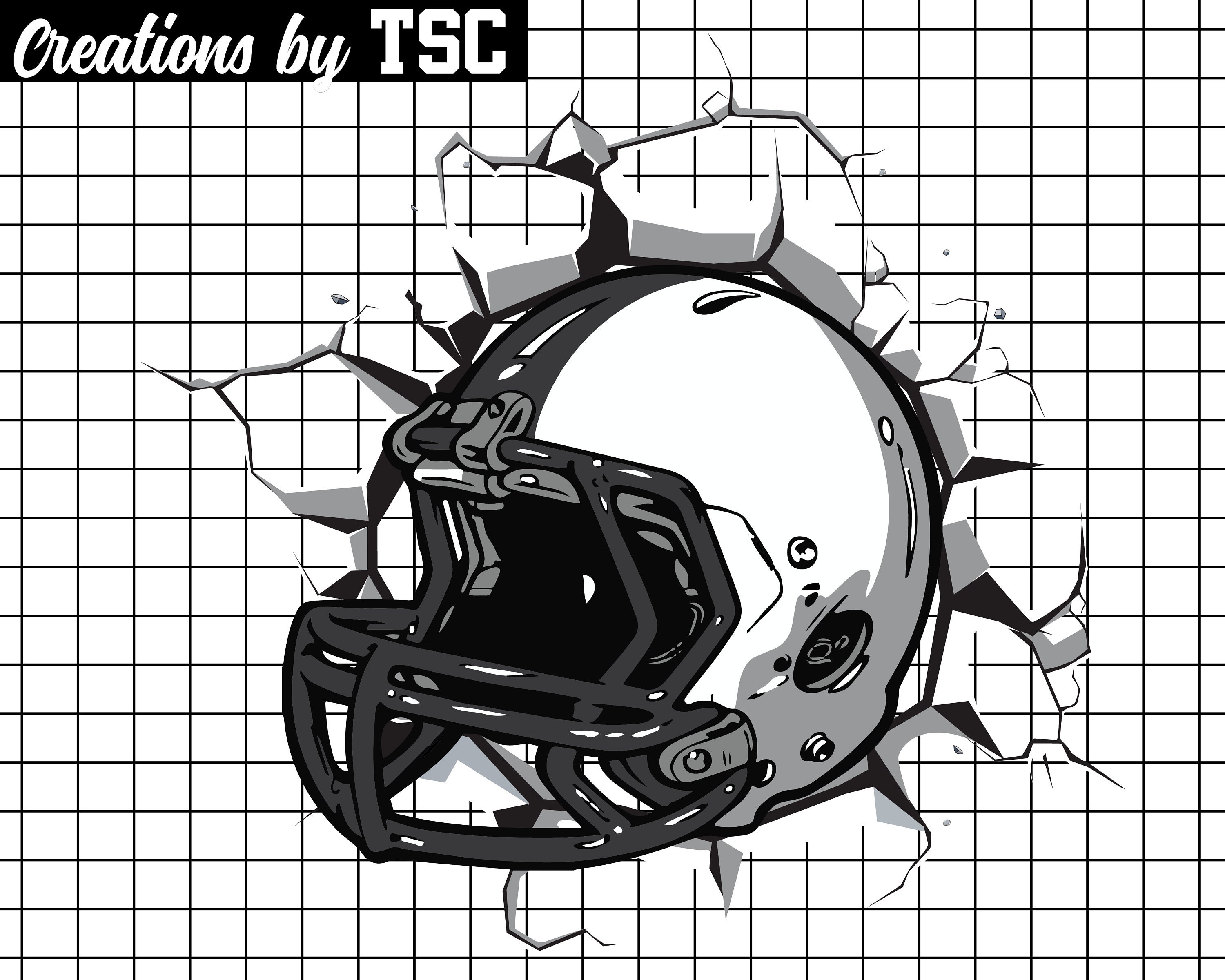 Football Helmet Crashing Through Wall | Digital Download | .PNG ...