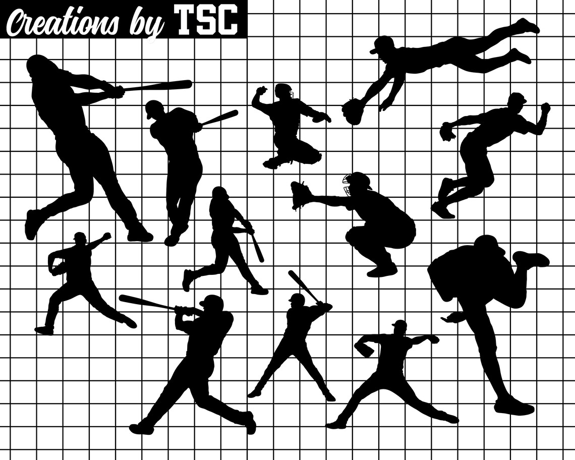 Baseball Players Digital Download .PNG .SVG Circuit - Etsy