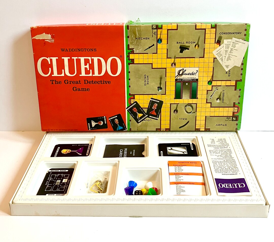 Vintage 1965 Cluedo Board Game, Waddingtons Murder Mystery Game ...